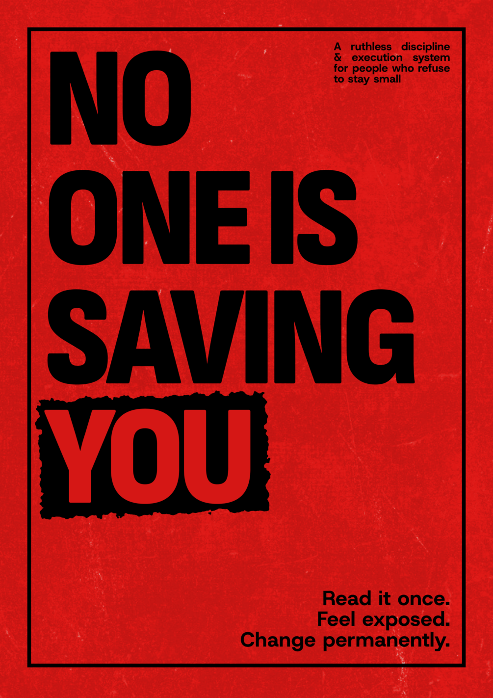 NO ONE IS SAVING YOU --- A ruthless discipline & execution system for ...