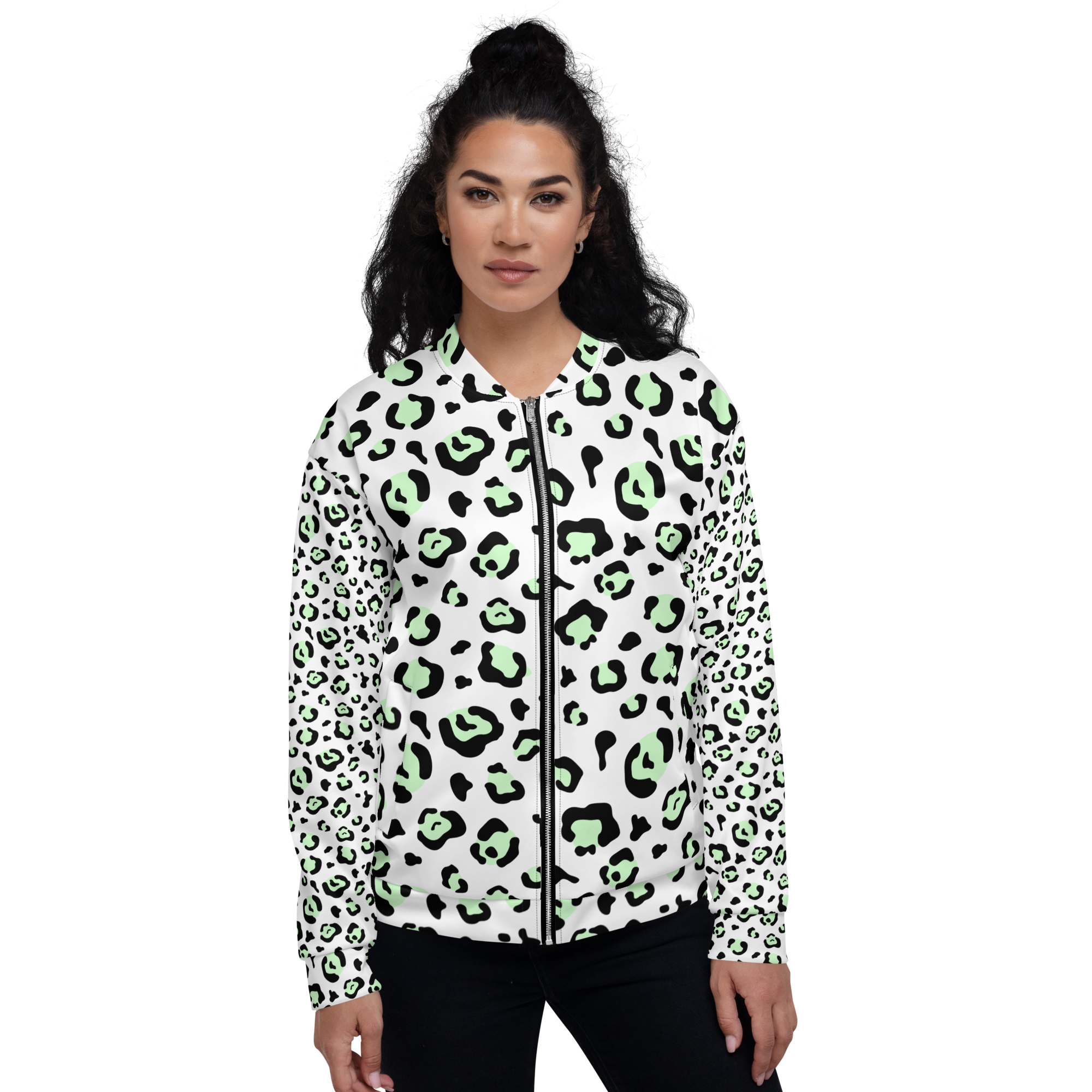 leopard print Unisex Bomber Jacket