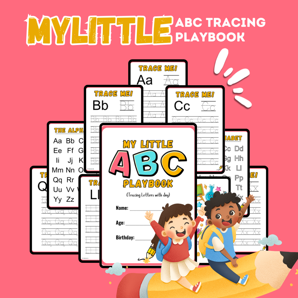 My-little ABC Tracing Playbook Pink White Simple Style