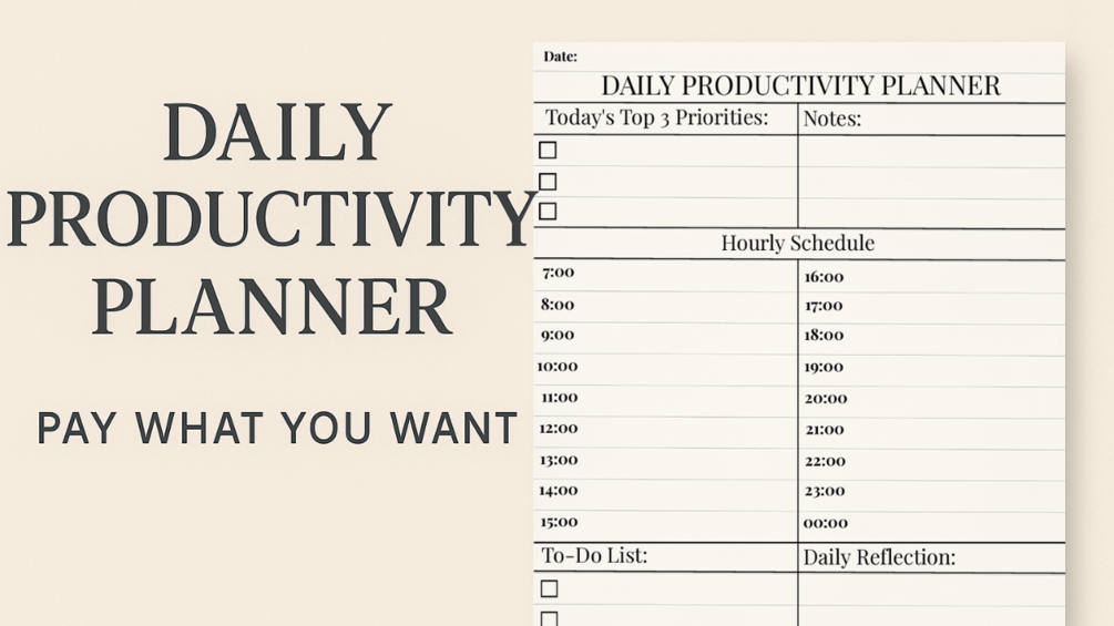 Daily Productivity Planner – Minimalist PDF