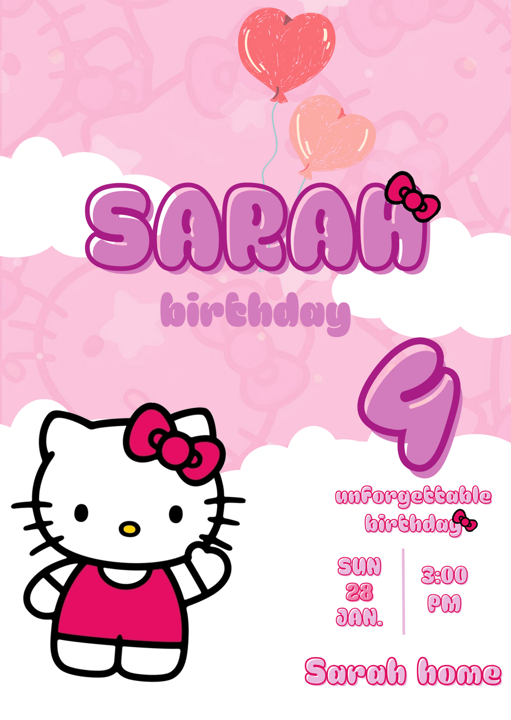 Hello Kitty Birthday Invitation
