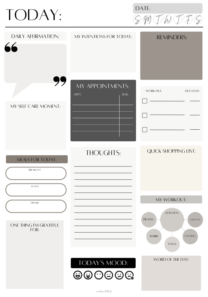 "Today" Daily Planner - Digital and Printable