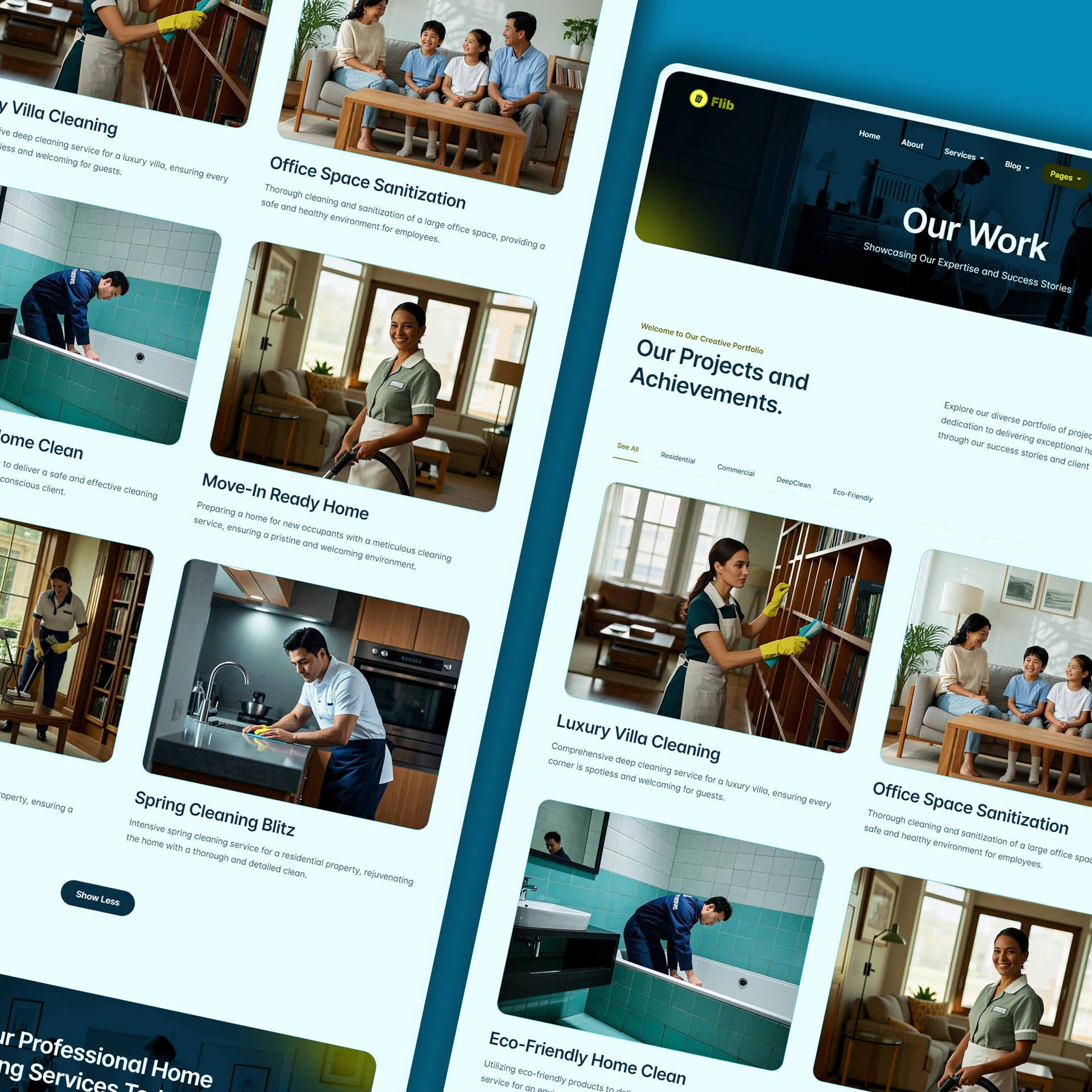 Flib - Home Cleaning Services HTML Website Template For Spotless Results