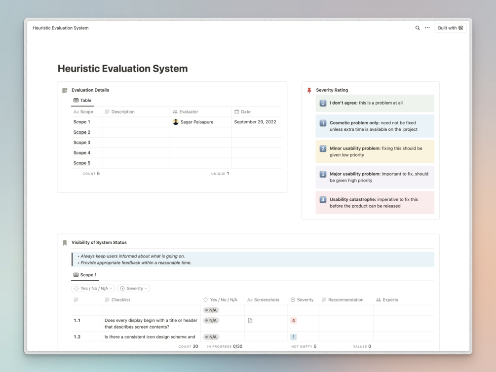 Heuristic Evaluation System