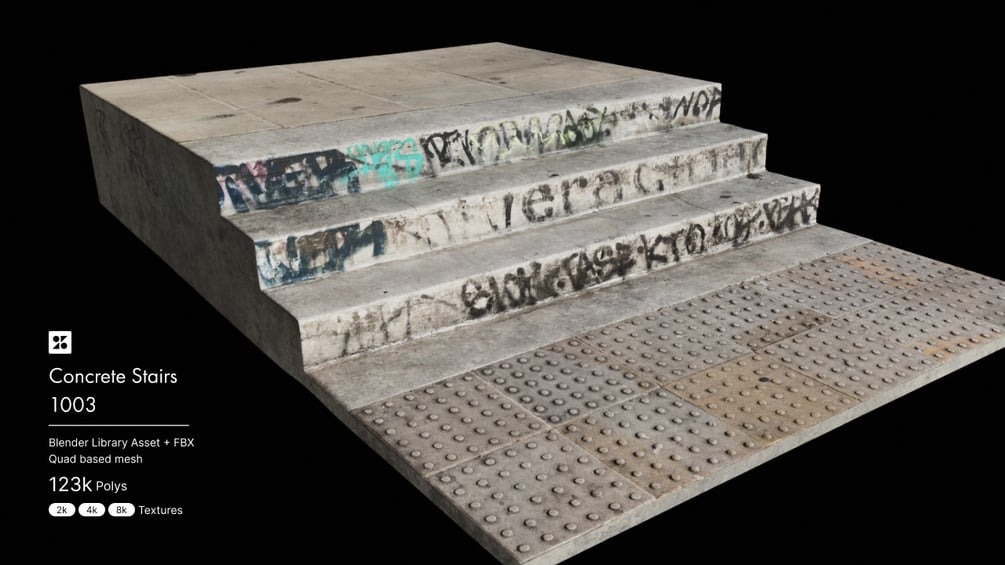 Concrete Stairs | 3D Blender Asset + FXB [1003]