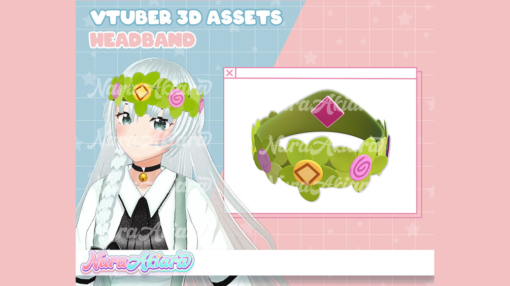 3D Vtuber Assets Adorable Flower Headband Vroid Commission, 3D assets ...