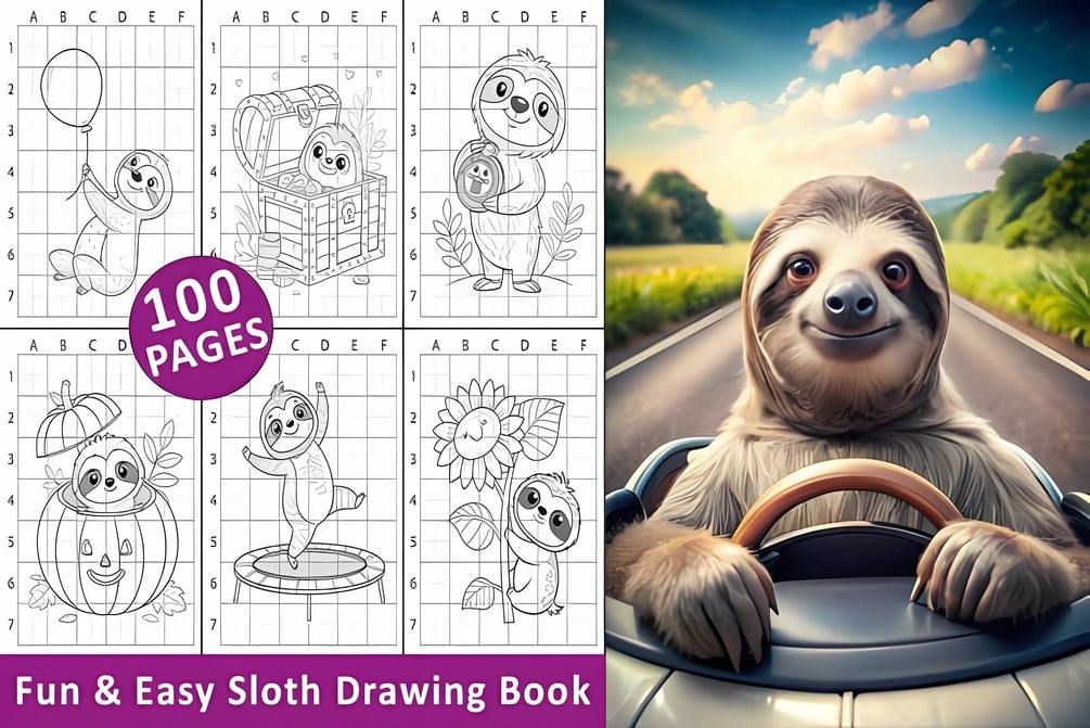 Fun & Easy Sloth Drawing Book