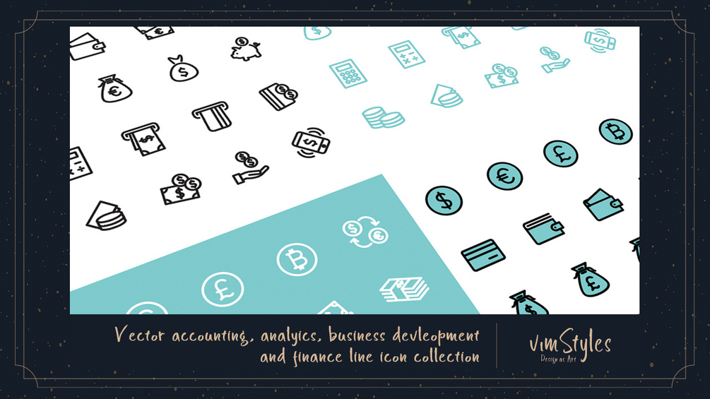 Vector ACCOUNT, ANALYTICS & FINANCE line icon symbol collection (4 styles)
