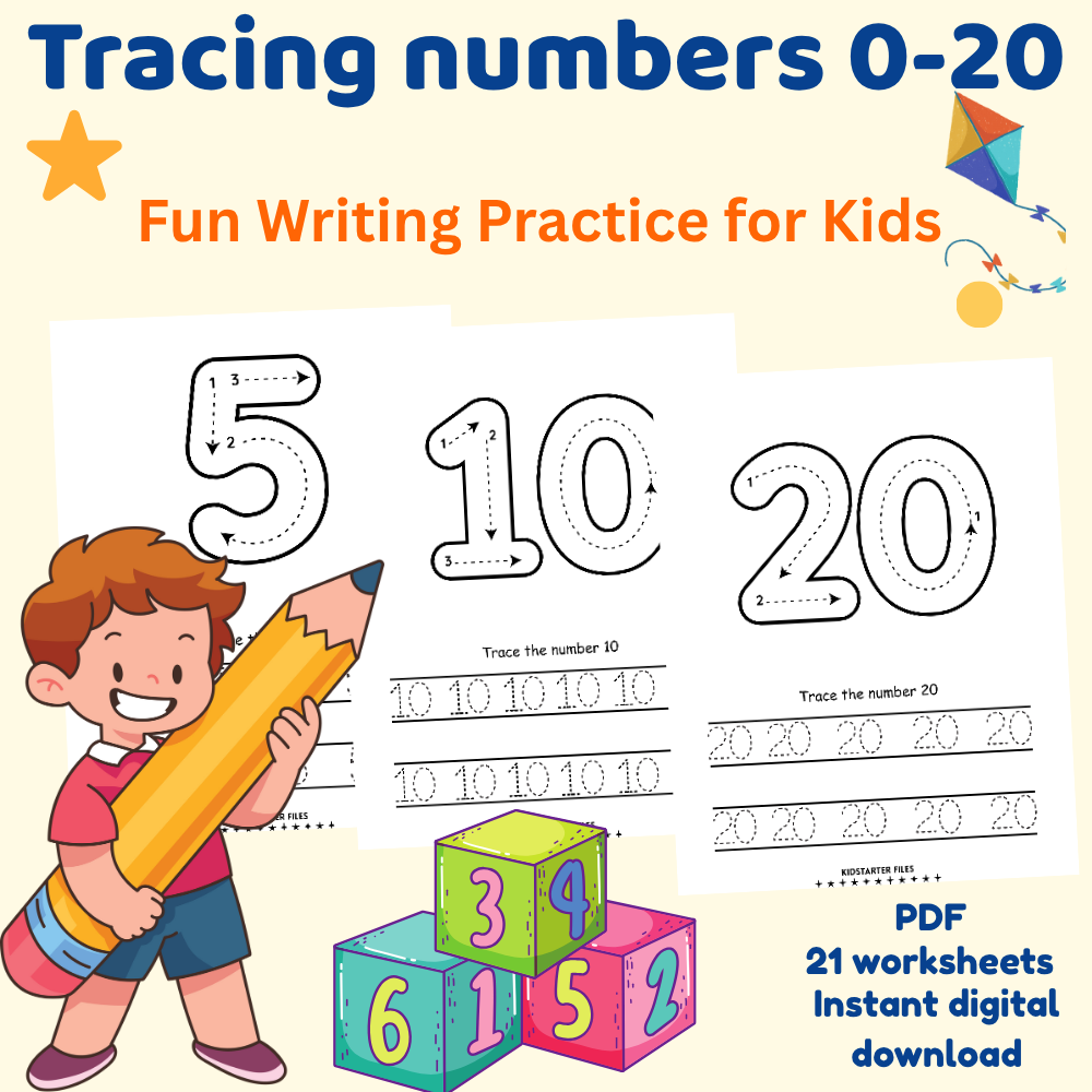 Tracing Numbers 0–20 Worksheets – Fun Printable Writing Practice for Kids