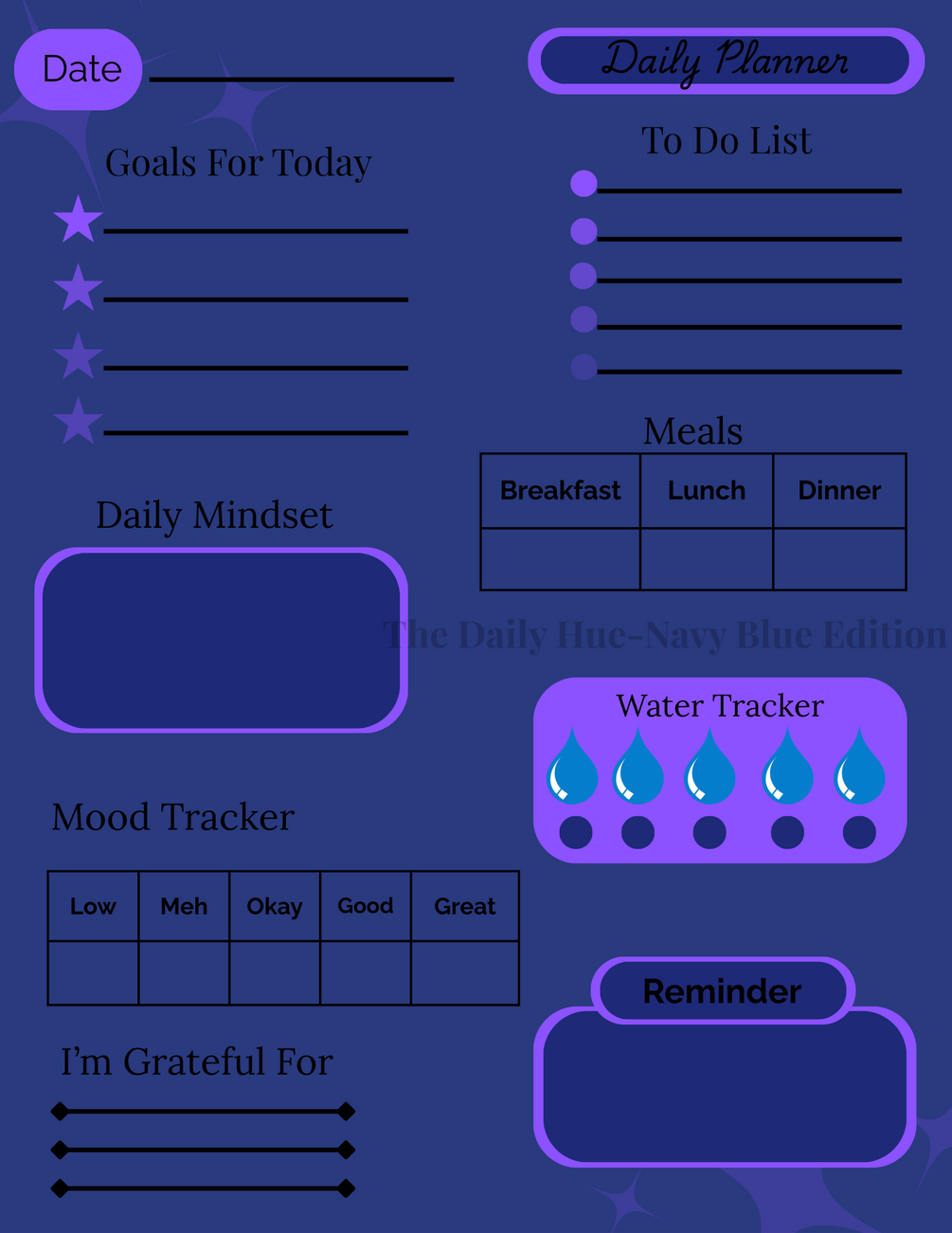 The Daily Hue Digital Planner- Navy Blue Edition
