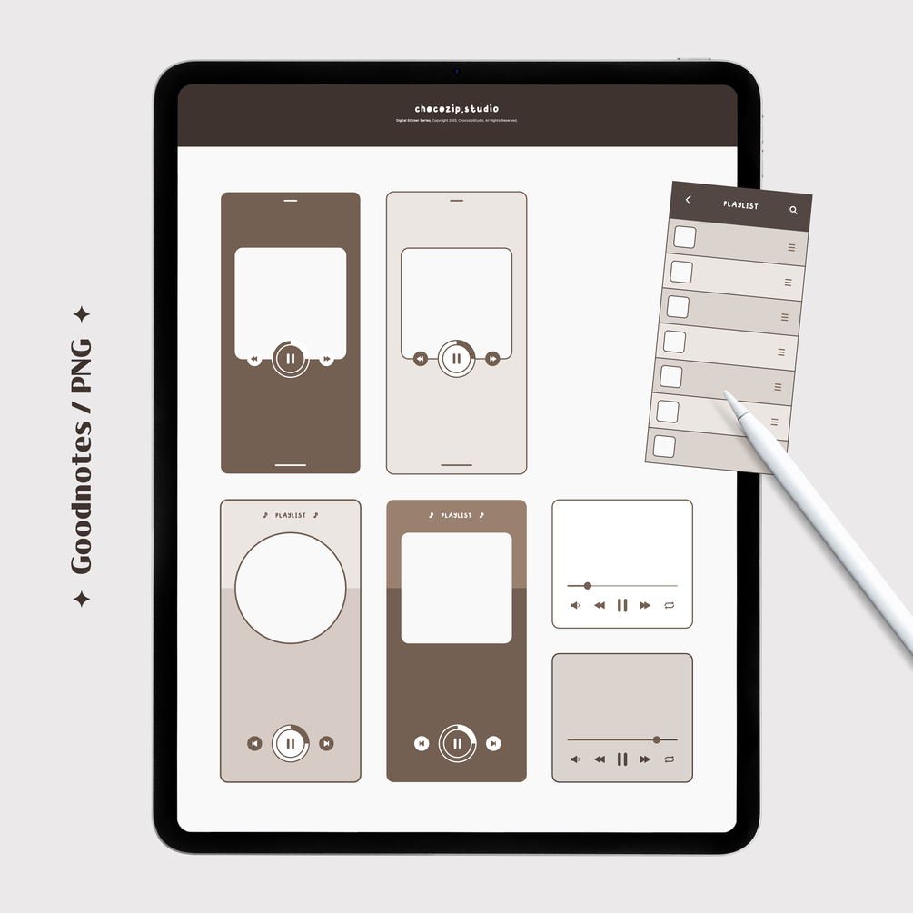 Playlist B - 20 Colors Digital Stickers (Goodnotes/PNG)