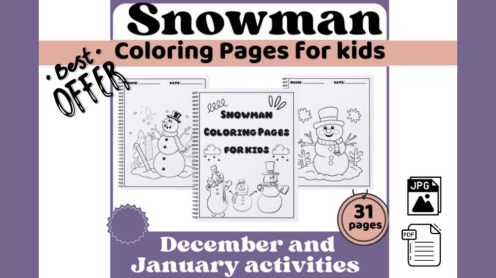 printable Snowman Coloring Pages for kids - December and January activities