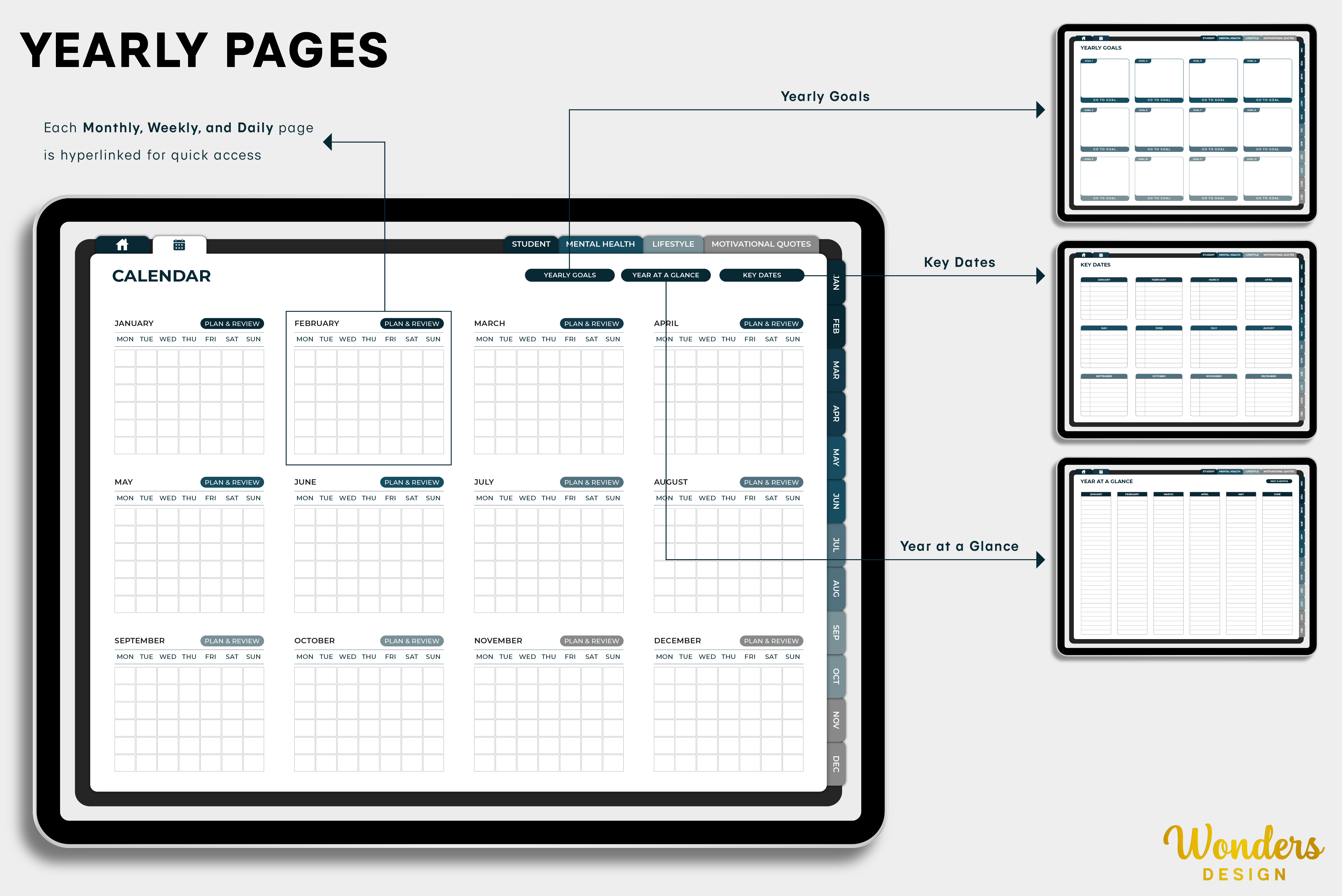 Digital Planner Undated, Digital Journal, Template