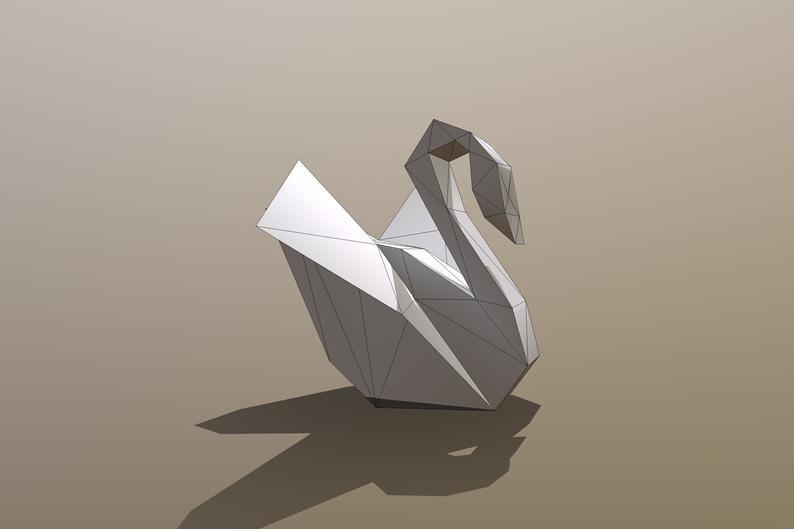 Swan (Paper swan, Origami swan, 3D swan, Papercraft, Lowpoly, DIY ...