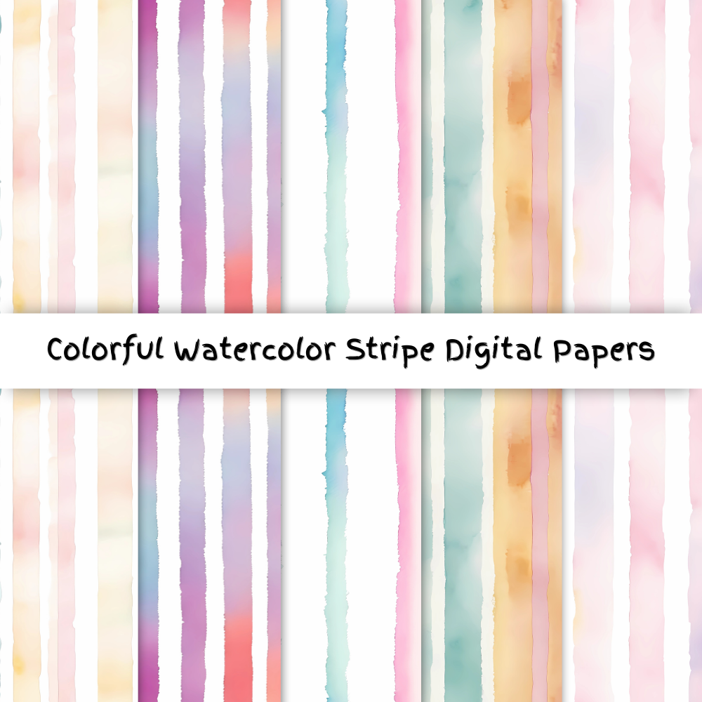 Free Colorful Watercolor Stripe Digital Papers-Seamless Patterns ...