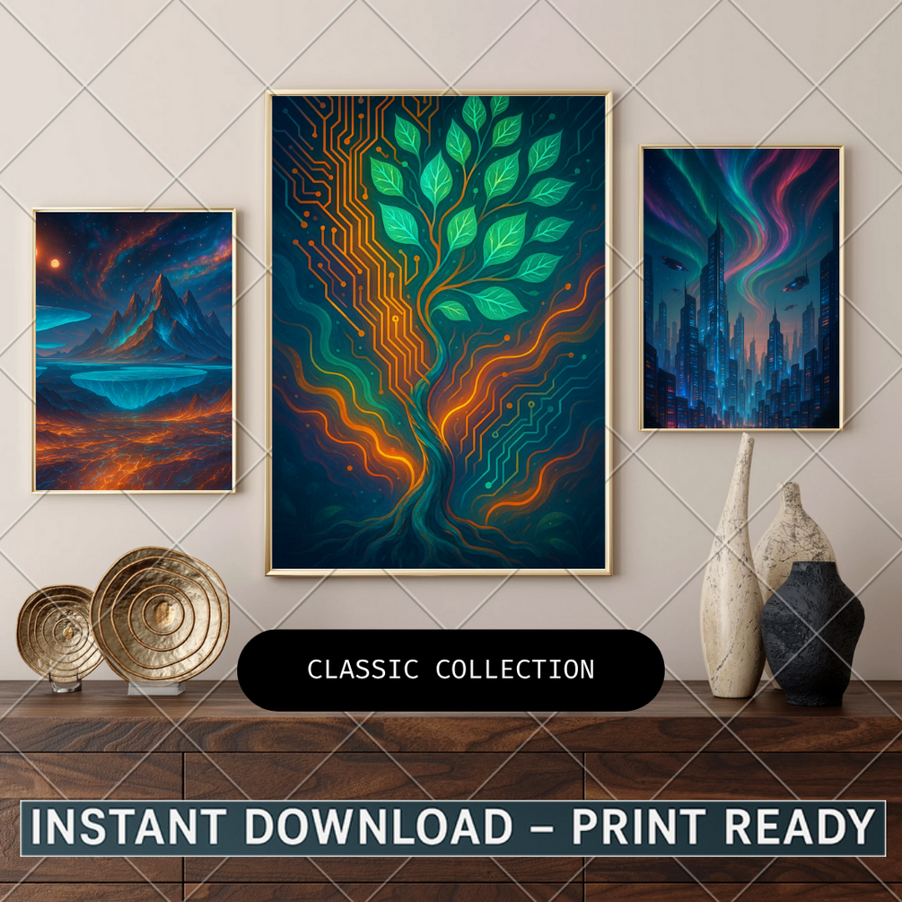 Cosmic Futurescapes – Futuristic Sci-Fi Wall Art Set | Digital Download ...