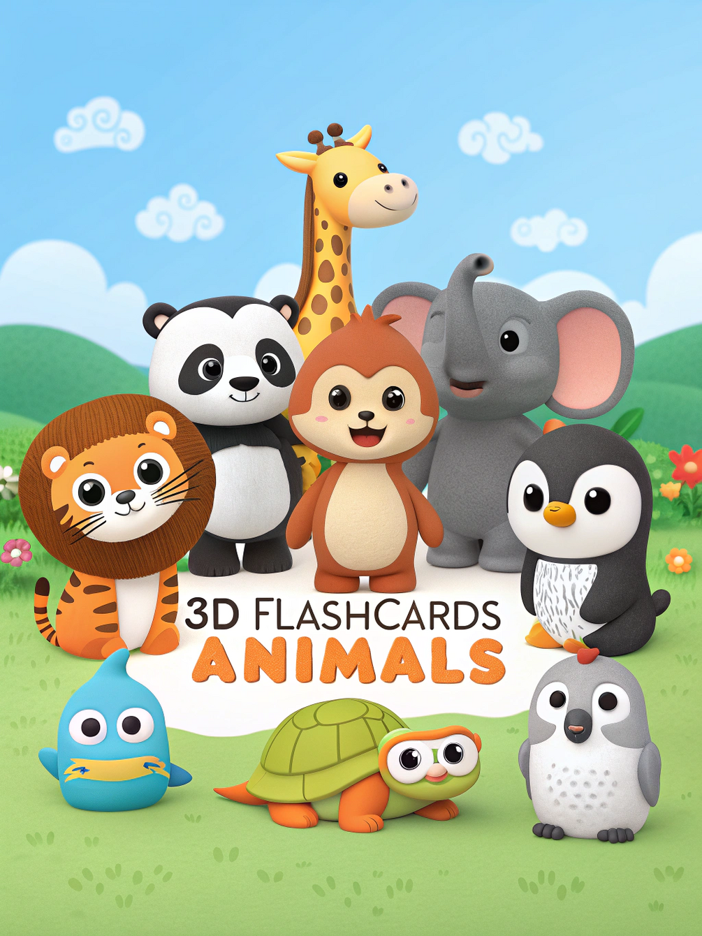 3D Cartoon Animal Flashcards