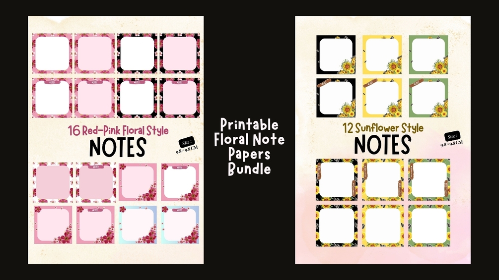 Floral Papers Printable Stationery| Notebook| Notepad
