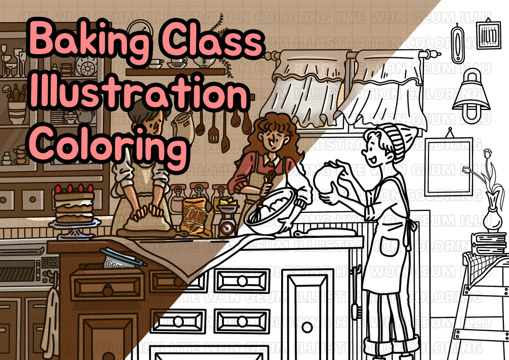 baking class illustration coloring
