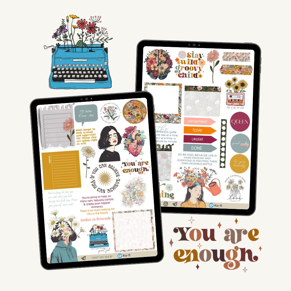 Flower Soul stickers, GoodNotes & PNG