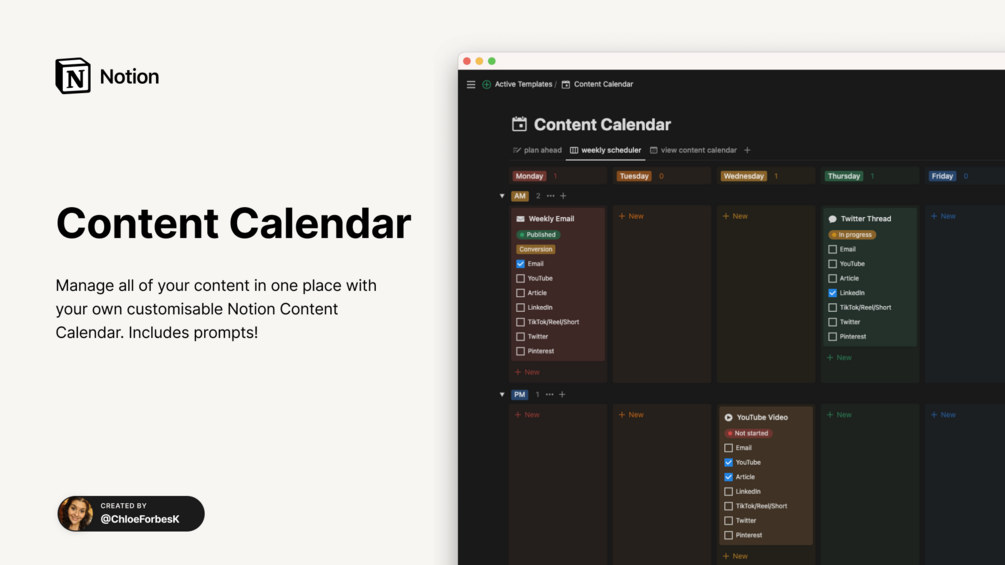 Content Calendar Notion Template