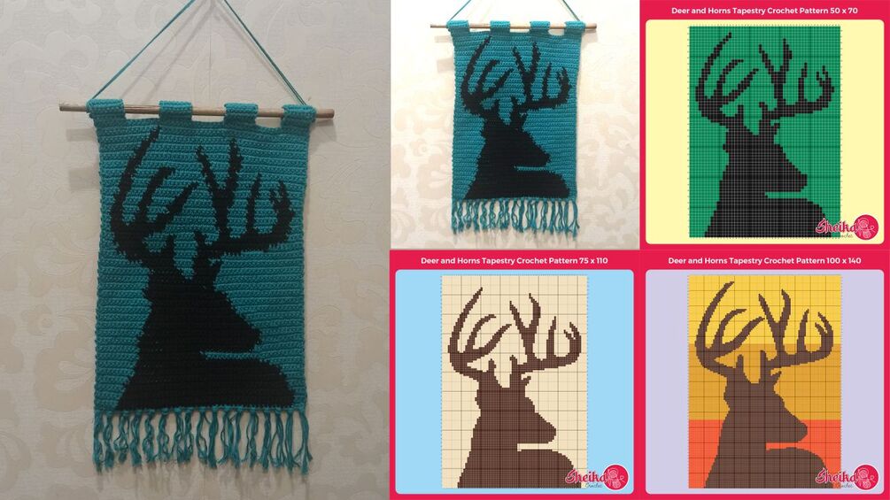 Deer and Horns Tapestry Crochet Pattern by Sheika Crochet – Wall ...