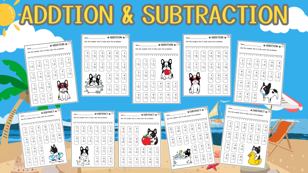Addition & Subtraction Within 20 – Number Line, Ten Frames, Domino ...