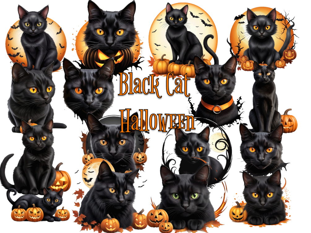 Black Cat Halloween Clipart