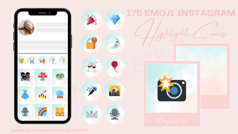 175 Emoji Instagram Highlight Covers - Watercolour