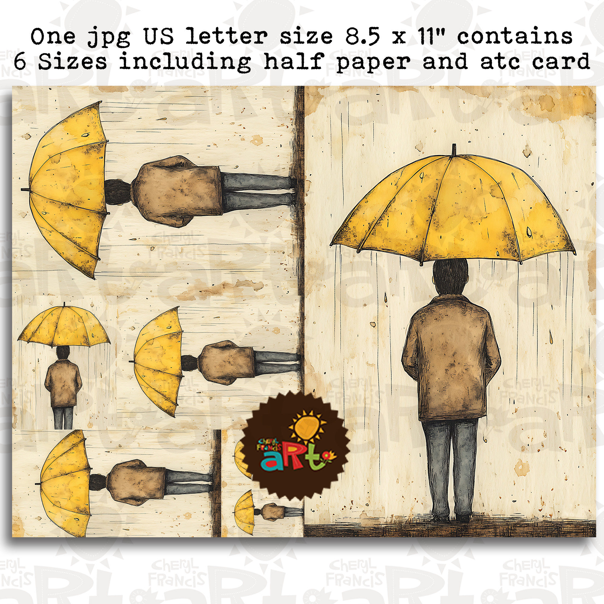 Yellow Umbrella No.110 Printable Junk Journal Half Paper for Book ...