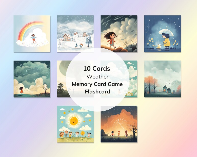 10 Weather Montessori Flashcards I 10 Weather Memory Cards | Printable ...