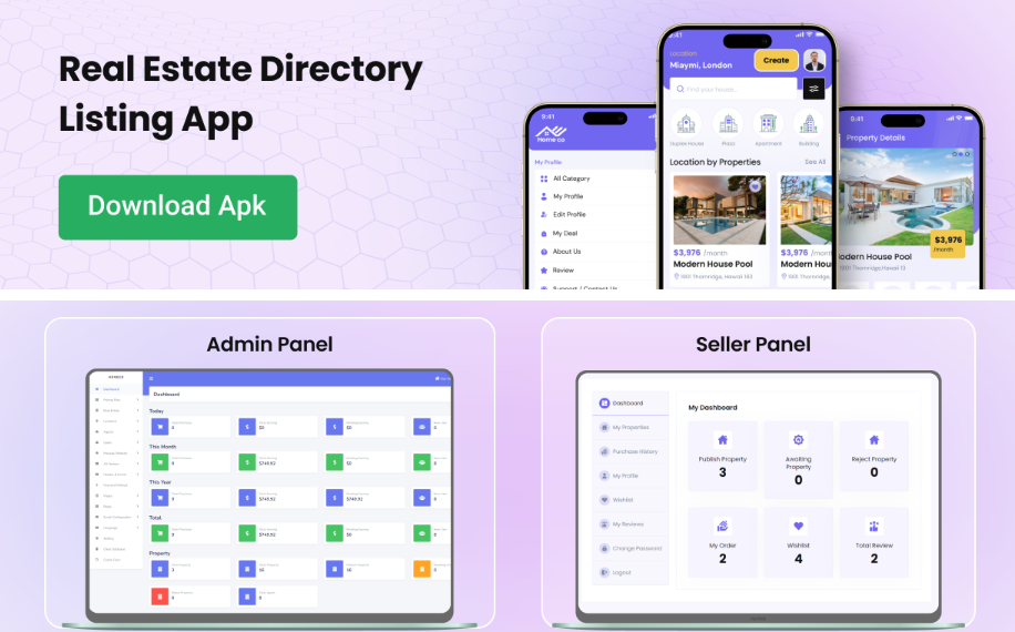 Real Estate Directory Listing App Mobile App.