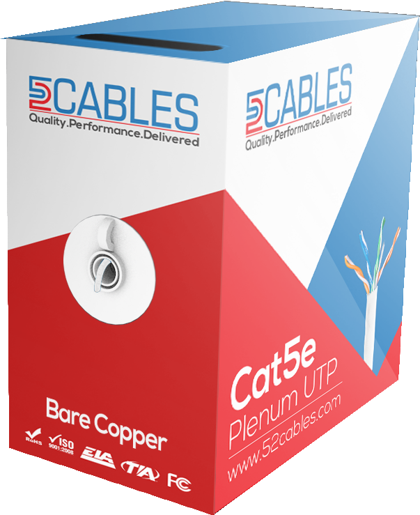 Cat5e CMP Plenum Solid Bare Copper White 1000ft Ethernet Networking ...