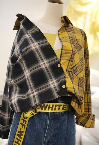 Plus Size Two Color Plaid Shirt