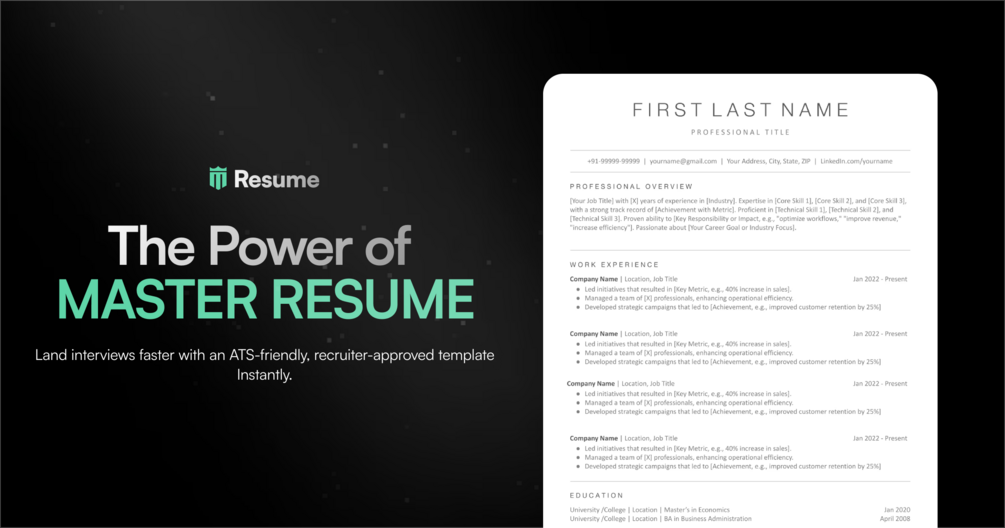 Master Resume – A Game-Changer for Job Seekers & Professionals