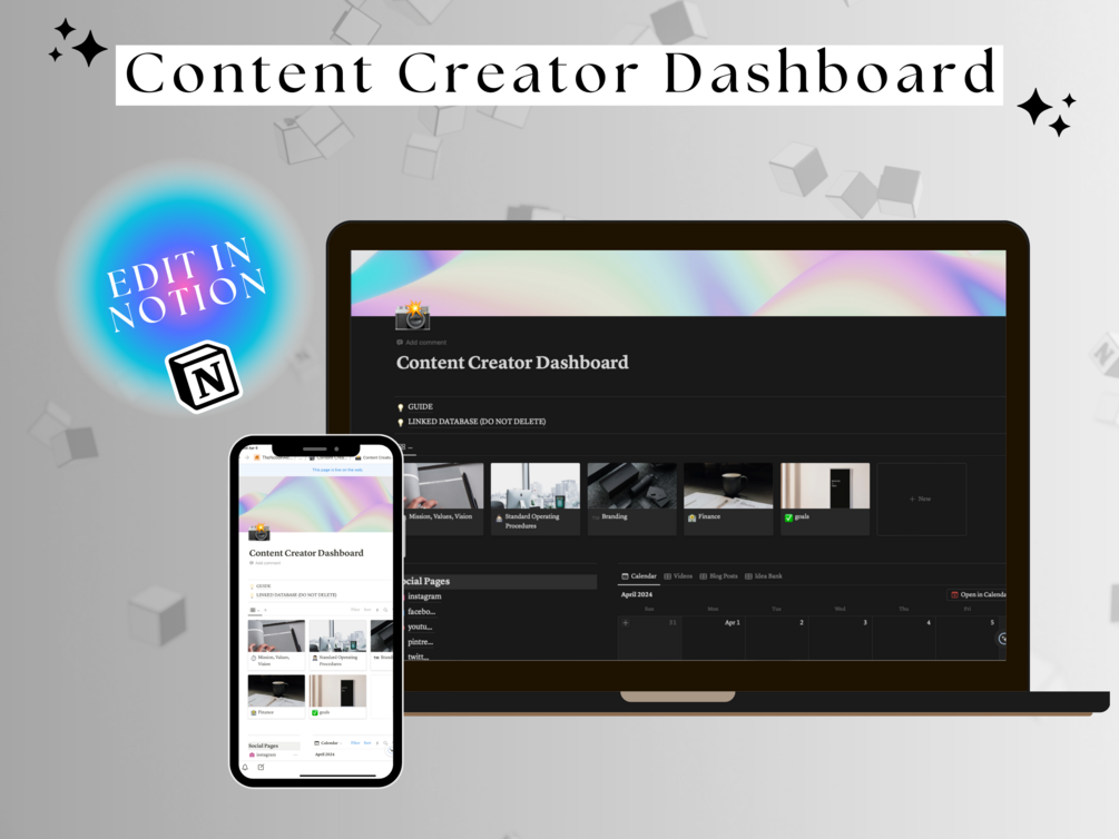 Content Creator Dashboard Notion Template