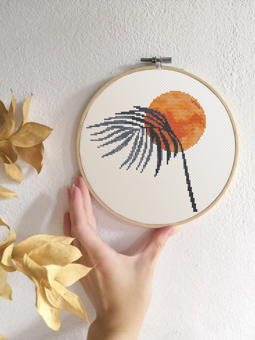 Modern cross stitch pattern PDF Fern cross stitch Palm leaf Counted ...