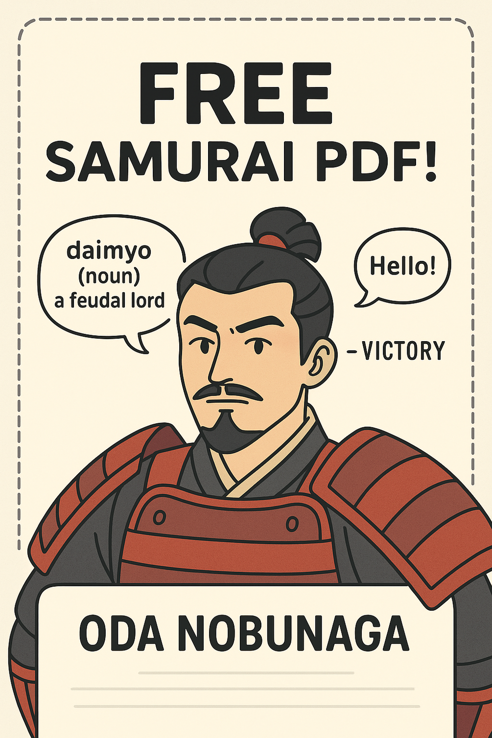Free English PDF – Learn with Oda Nobunaga | Samurai ESL Worksheet