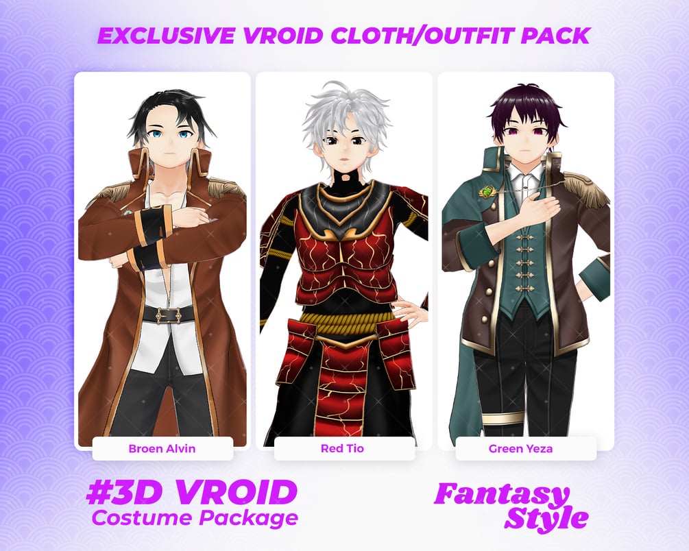 Enchanted Male Outfit Collection for VRoid Heroes - VRoid Clothing Pack ...