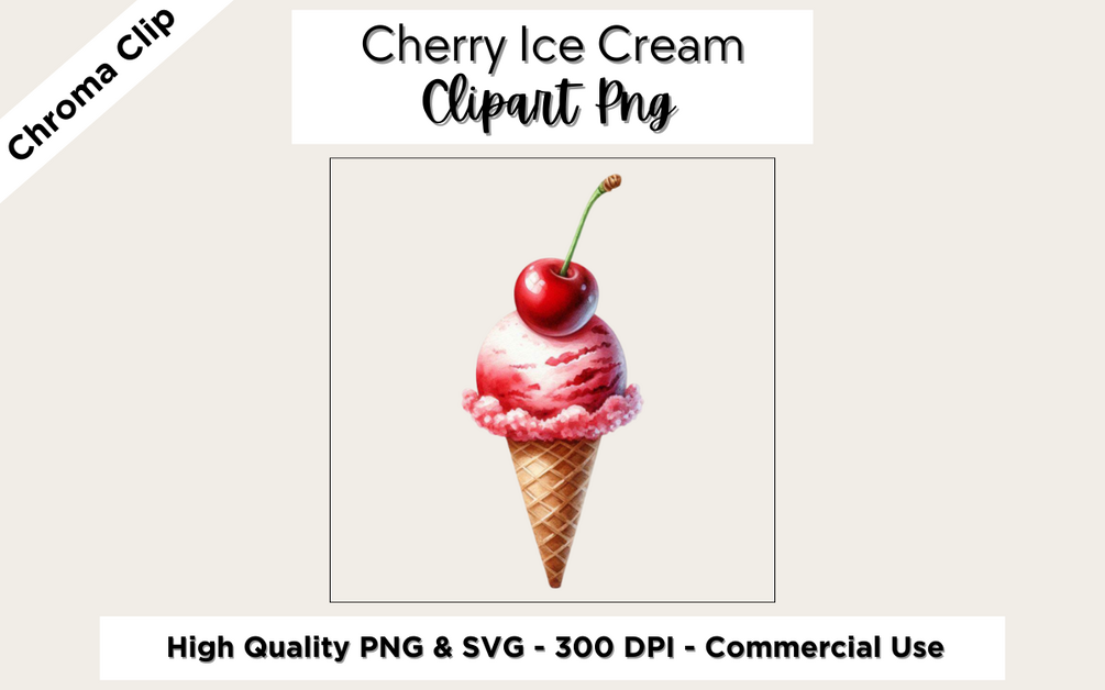 Watercolor Cherry Ice Cream Clipart PNG