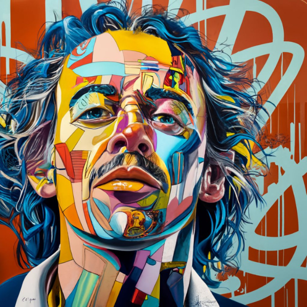 Johny rotten urban art painting style Big Ben back, illustration ...