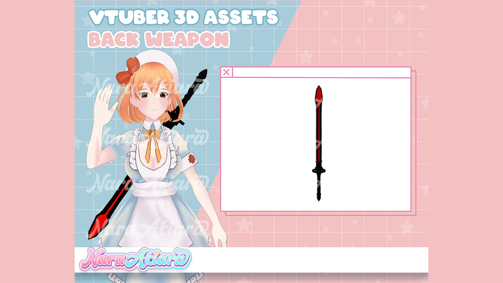 3D Vtuber Assets Red Sword Weapon Vroid Commission, 3D assets ready to use vtuber stream