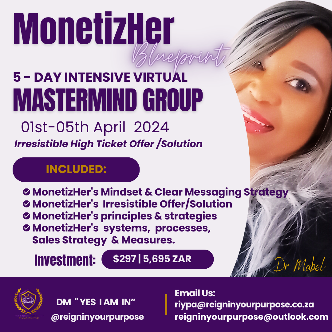 MonetizeHer Blueprint - 5 Day Intensive Mastermind Group