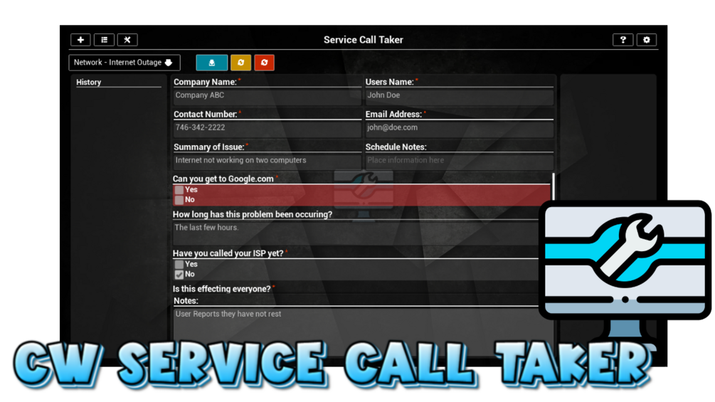 CW Service Call Taker - Dispatcher and CSR Call Taking Software