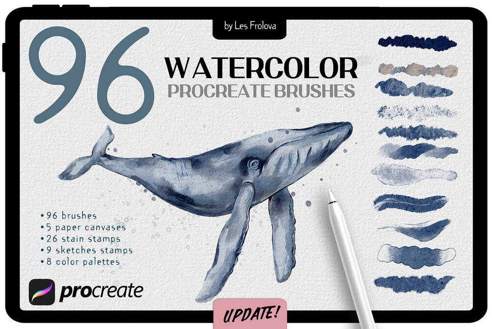 Digital Bundle Watercolor Procreate Brushes