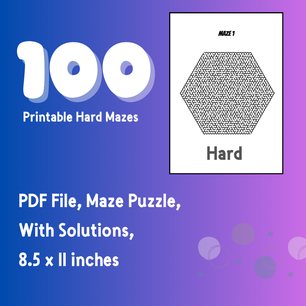 100 Printable Honeycomb Mazes, For Kids & Adults, PDF File, Maze Puzzle ...