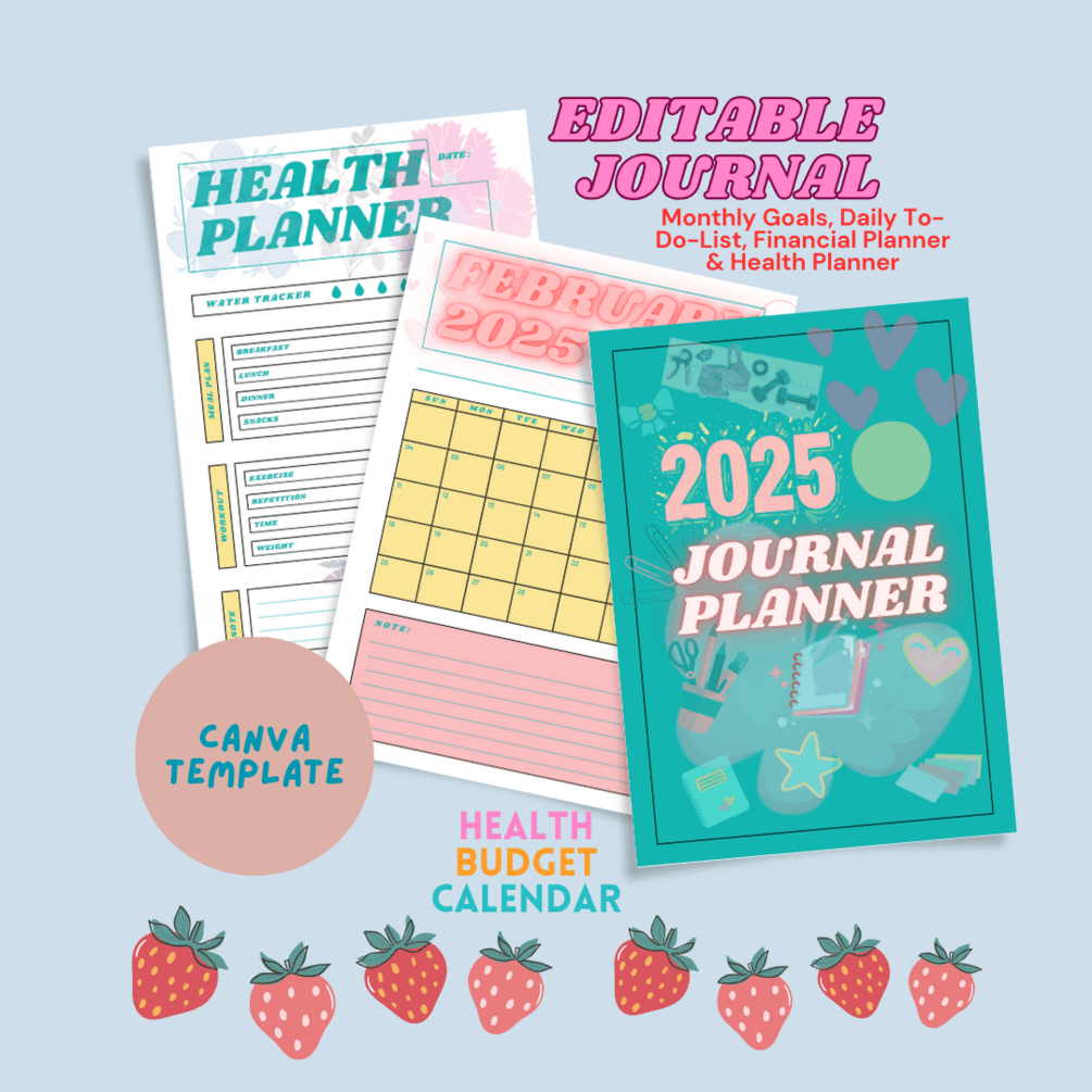 Calendar/Journal Planner- Editable Canva Template