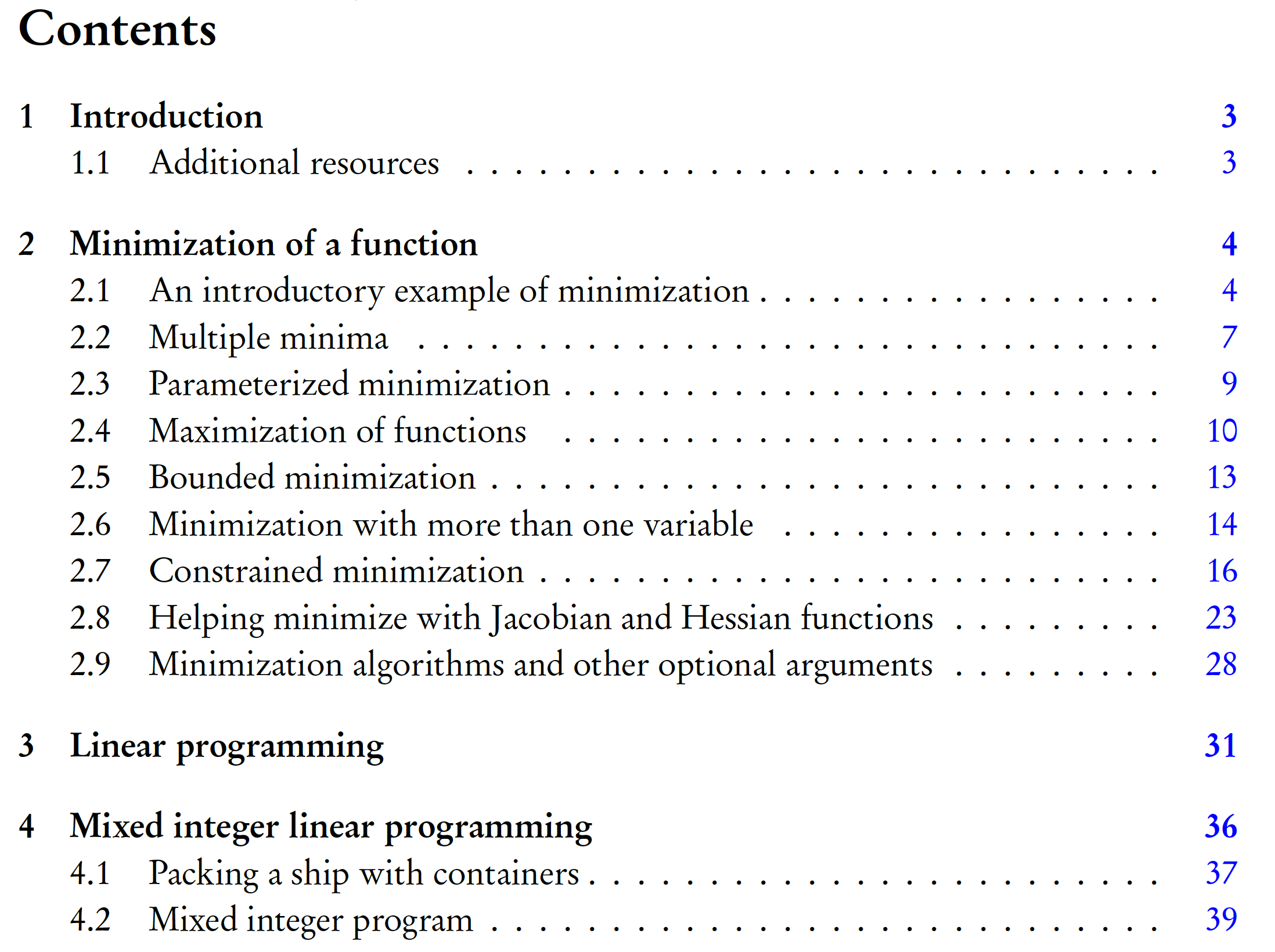 Optimization in scipy