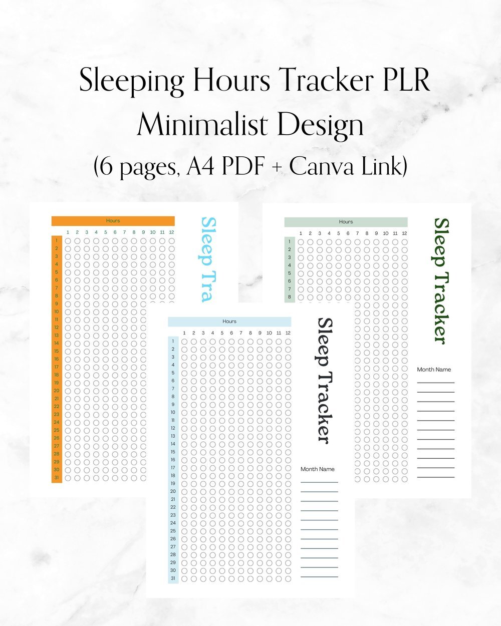 Sleeping Hours Tracker PLR - Minimalist Design
