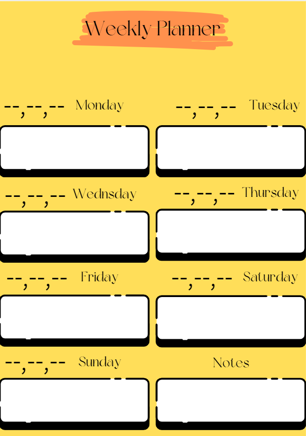 Weekly Planner (Yellow)